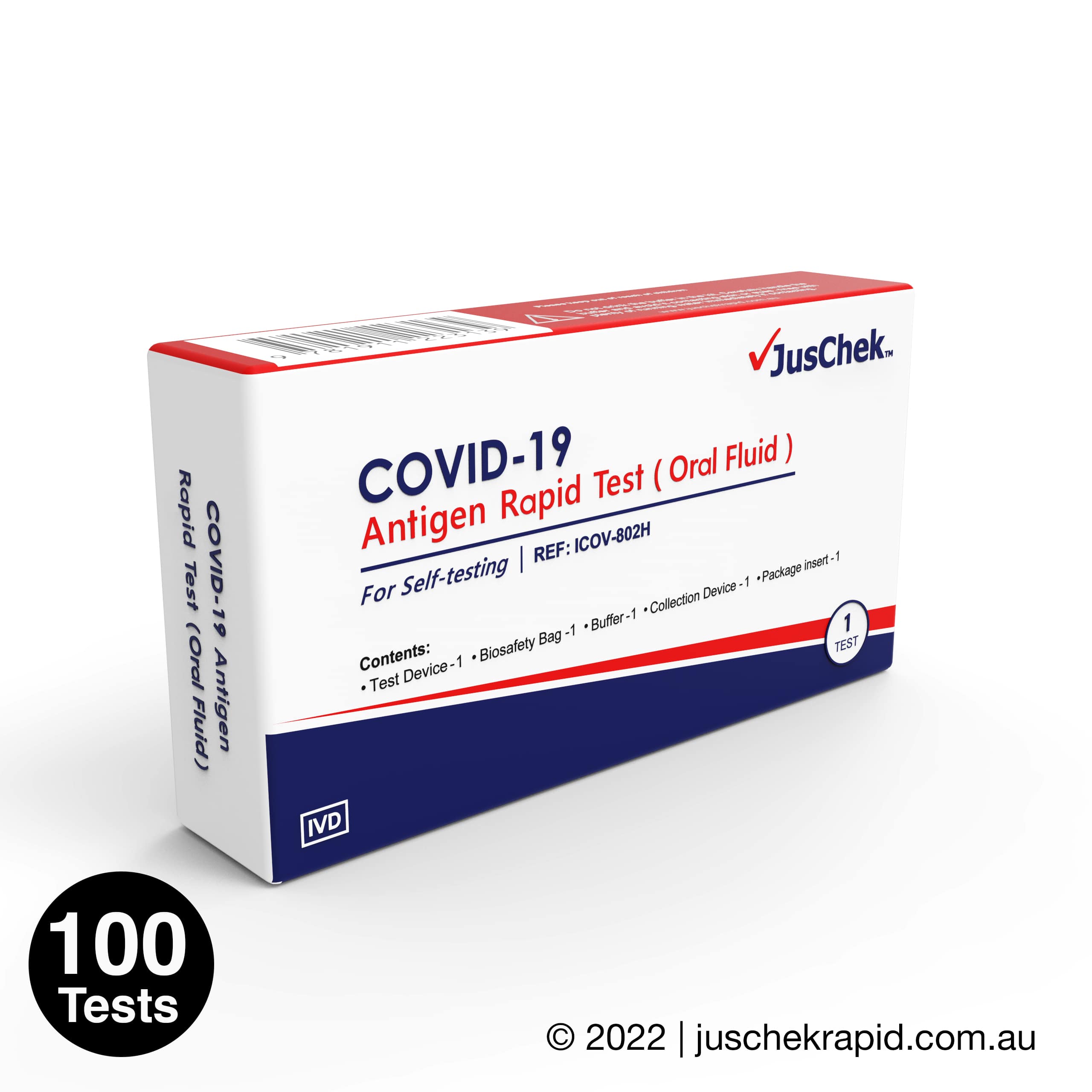 JusChek COVID-19 Rapid Antigen Test RATs (Oral Fluid) – 100 Pack ...