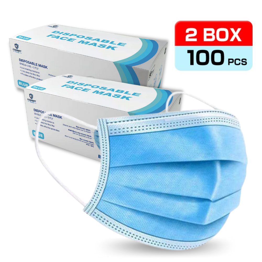 Nordiwell 3 Ply Disposable Protective Face Masks 100 Pack - JusChek ...