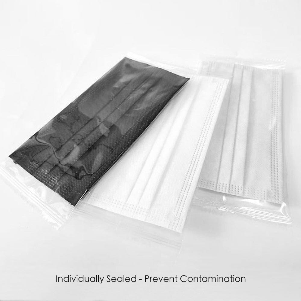 100Pk 3 Layer Protective Disposable Single Packing Face Masks – Black ...