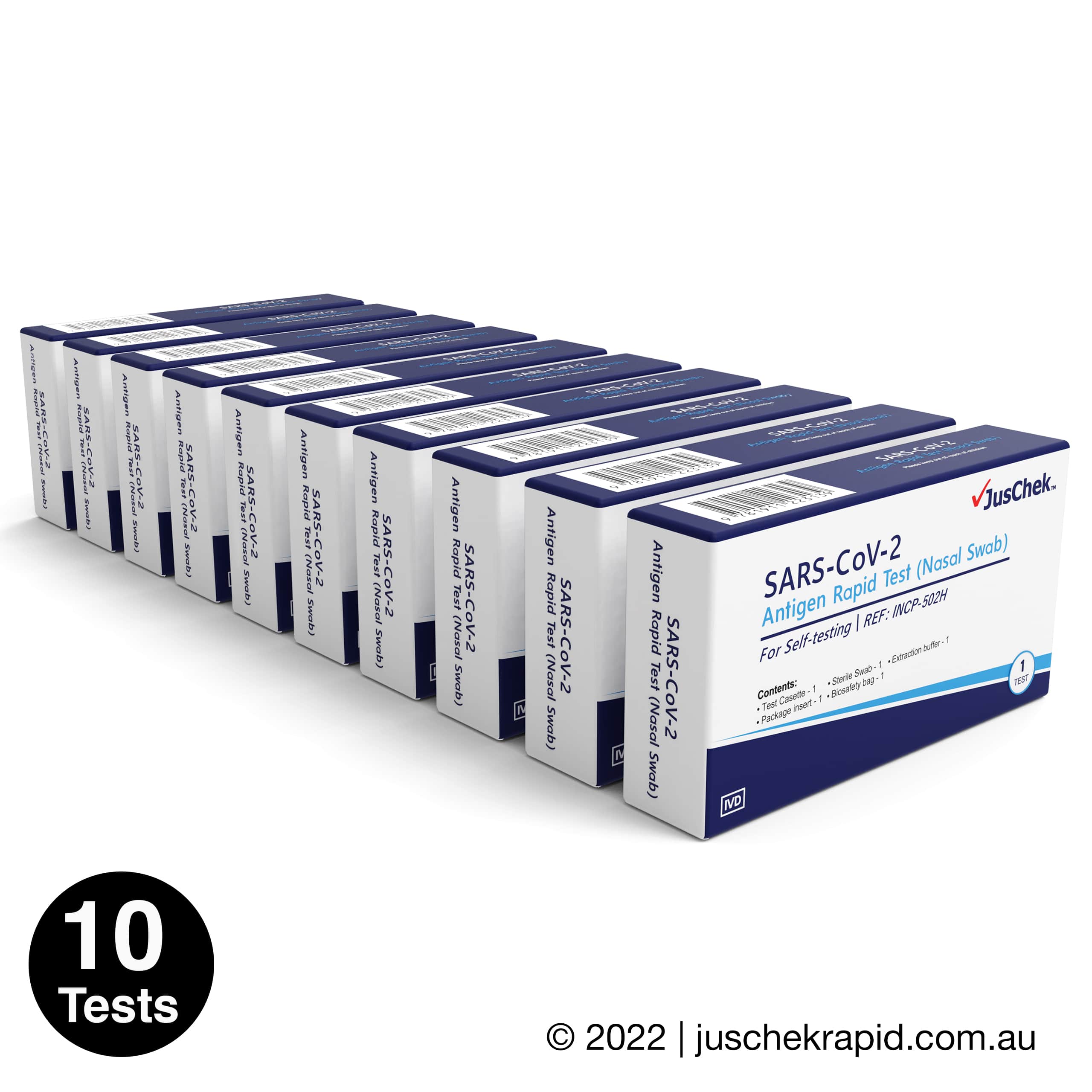 JusChek COVID-19 Rapid Antigen Test RATs (Nasal Swab) – 10 Singles ...