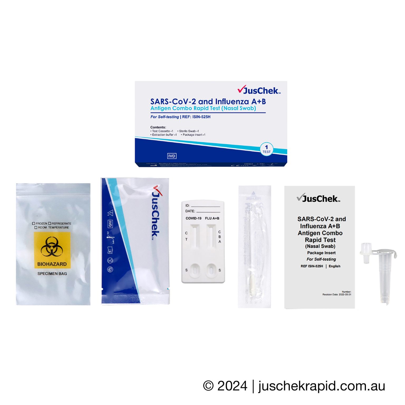 JusChek COVID-19 and Influenza A + B Combo Rapid Antigen Test RATs ...
