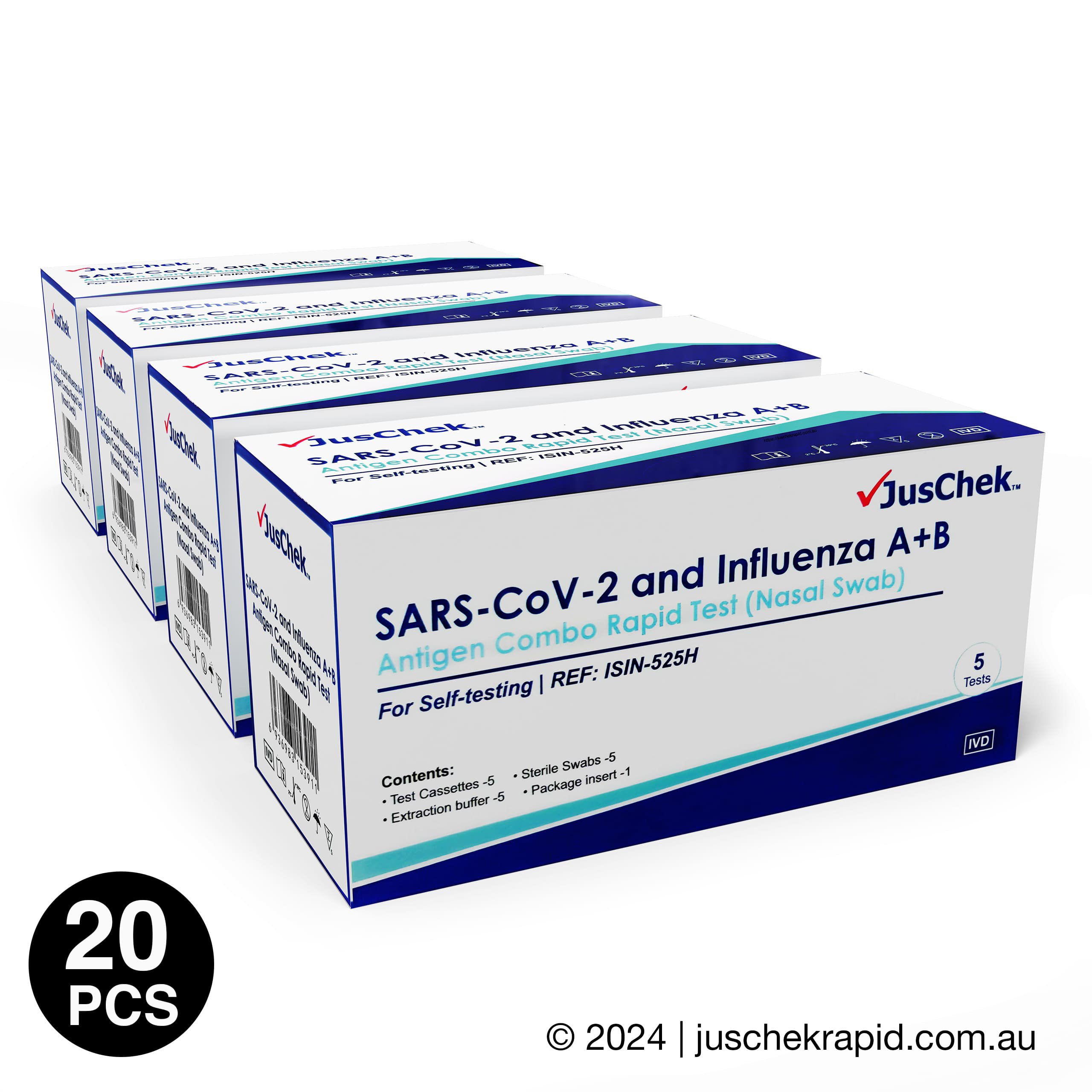 JusChek COVID-19 and Influenza A + B Combo Rapid Antigen Test RATs ...