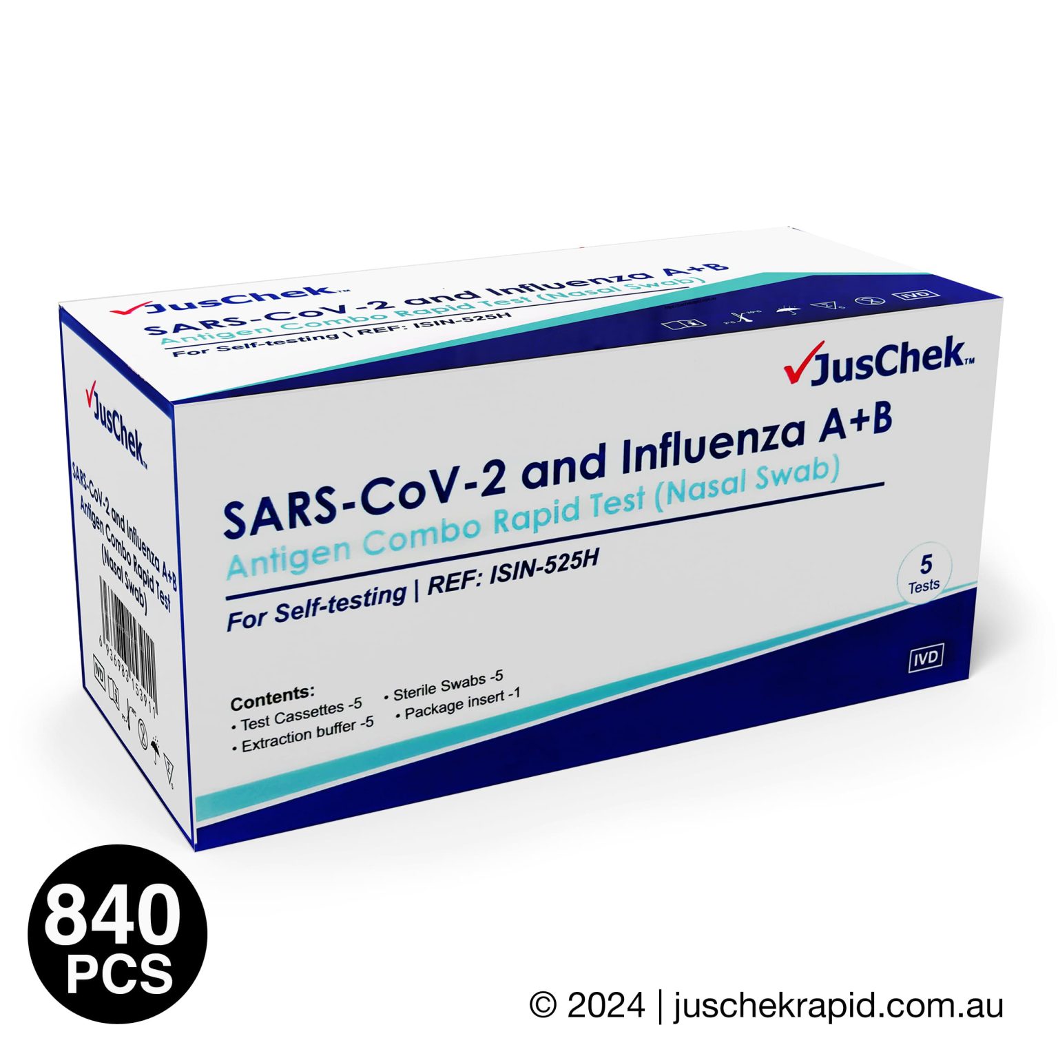 JusChek COVID-19 and Influenza A + B Combo Rapid Antigen Test RATs ...